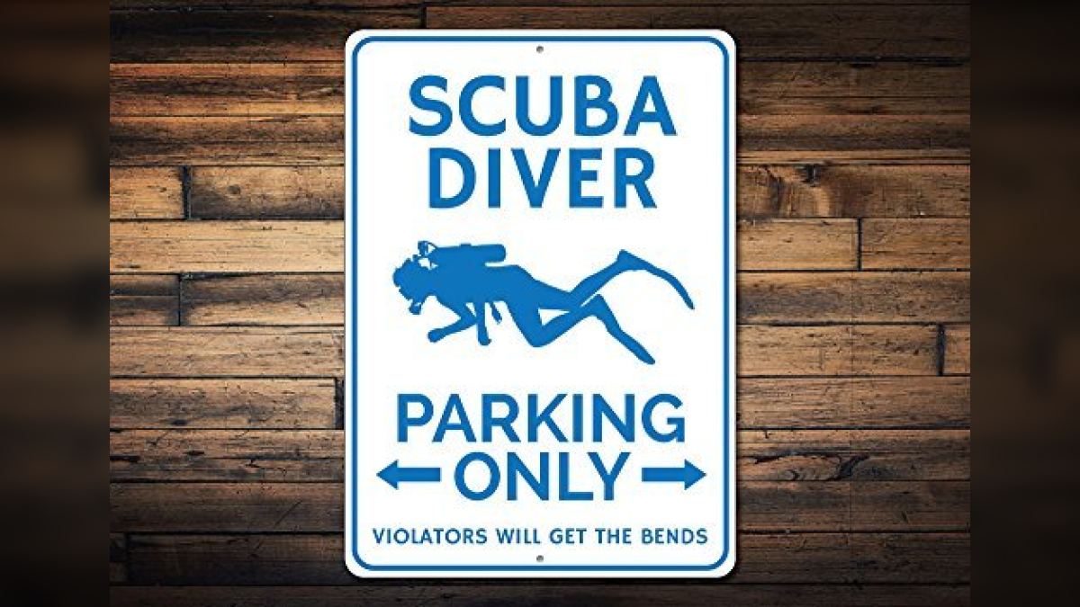 Scuba Diver Parking Funny Metal Sign | Gifts for Scuba Divers